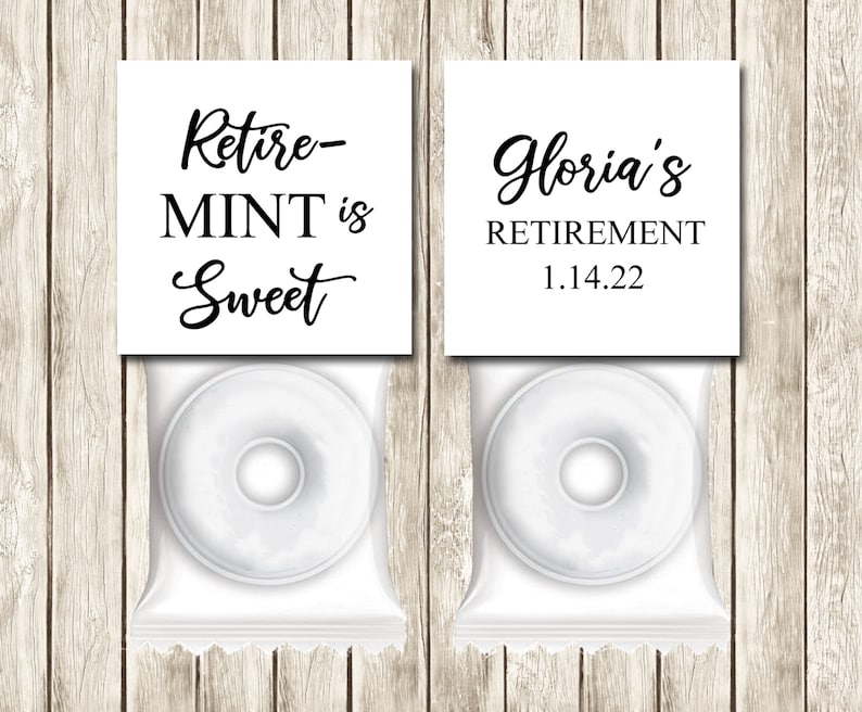 Editable Retirement Mint Favors, Retire Mint, Custom Mints, Black White ...