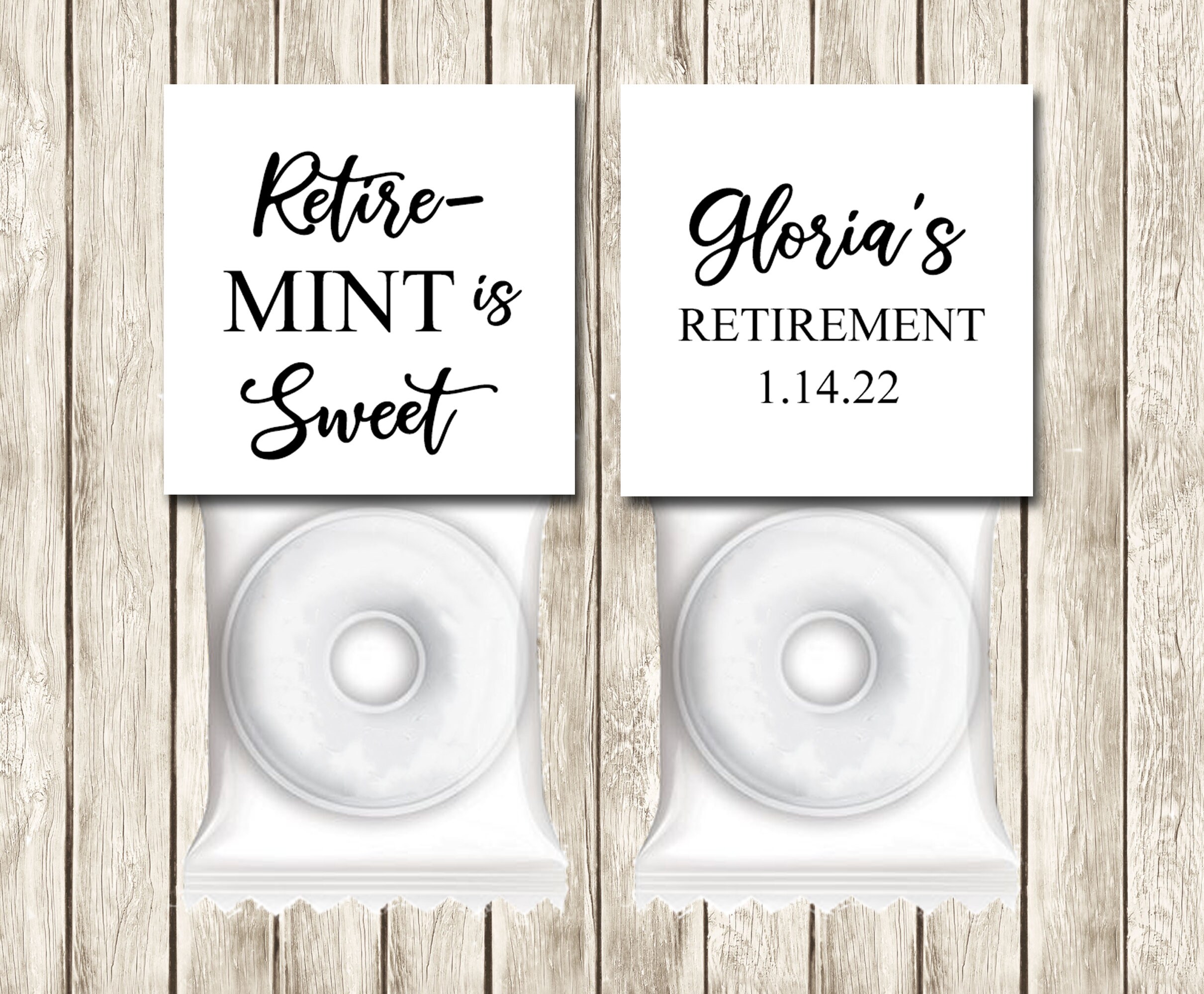 Editable Retirement Mint Favors, Retire Mint, Custom Mints, Black White ...