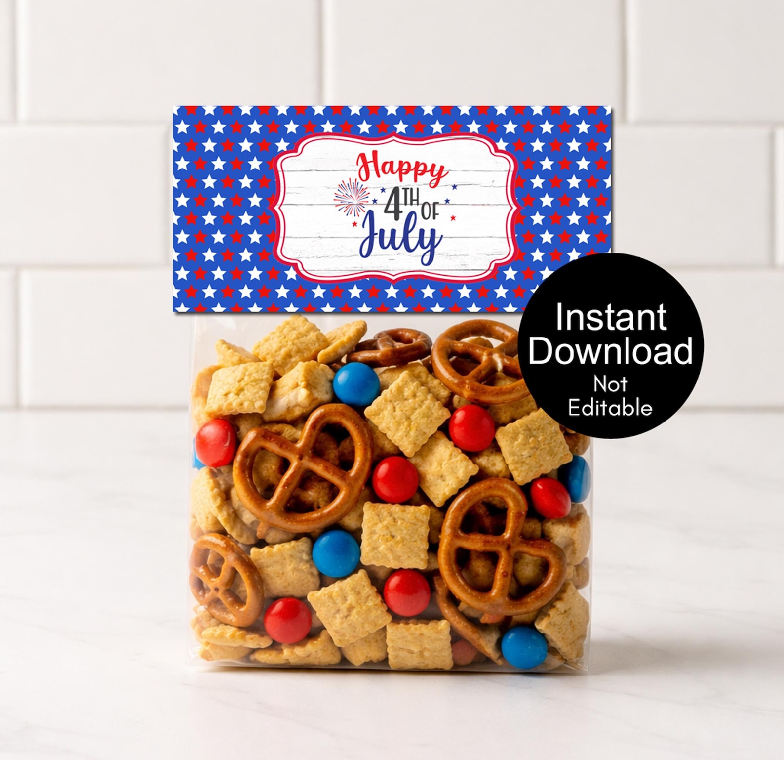 July 4th Bag Toppers, July 4th Treat Bag Favors, Independence Day Bag ...