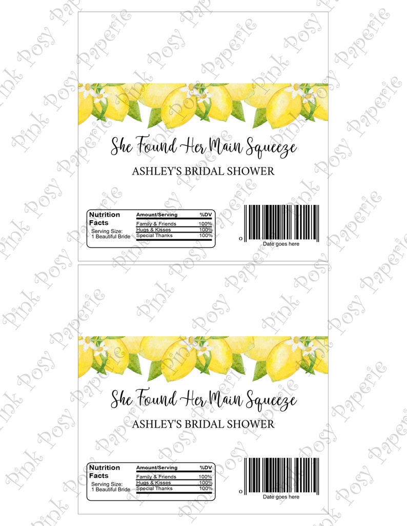 Editable Bridal Shower Favor Bundle Lemons Theme Bridal - Etsy