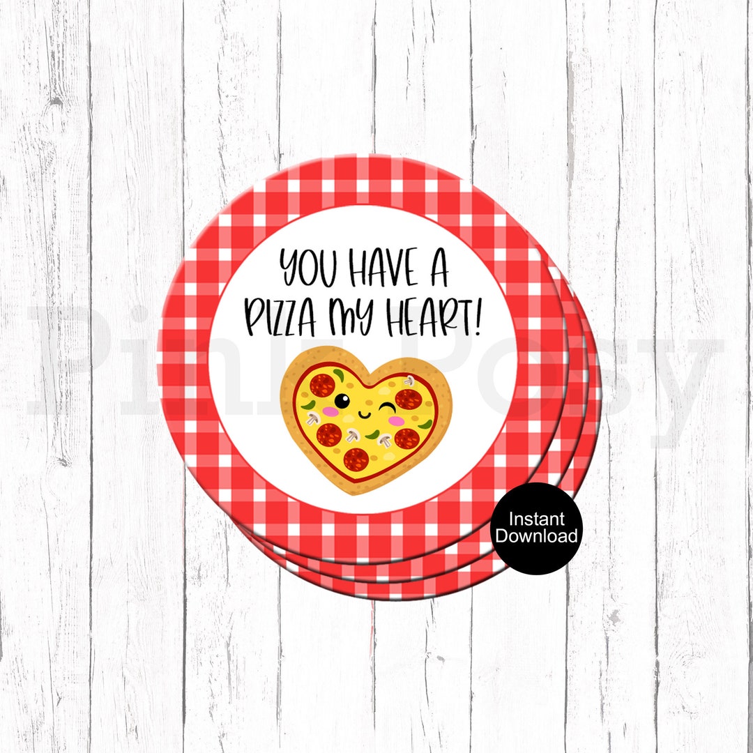 Pizza My Heart Valentine Tags, Printable Valentine's Day Cookie Tags ...