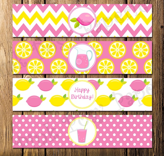 Pink Lemonade Water Bottle Labels Birthday Water Bottle - Etsy