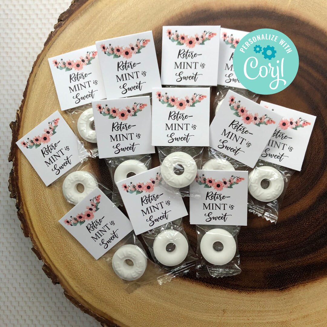 Editable Retirement Mint Favors, Retire Mint, Custom Mints, Pink ...