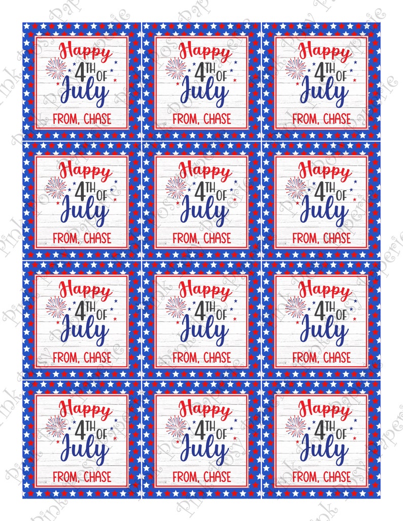 Editable July 4th Tags, Independence Day Tags, Patriotic Gift Tags ...
