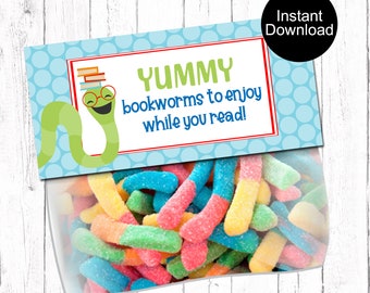 Bookworm Toppers School Treat Bag Favors Back to School | Etsy