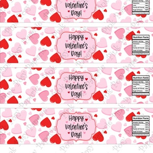 Valentine's Day Water Bottle Wrappers, Valentine's Party Favors ...
