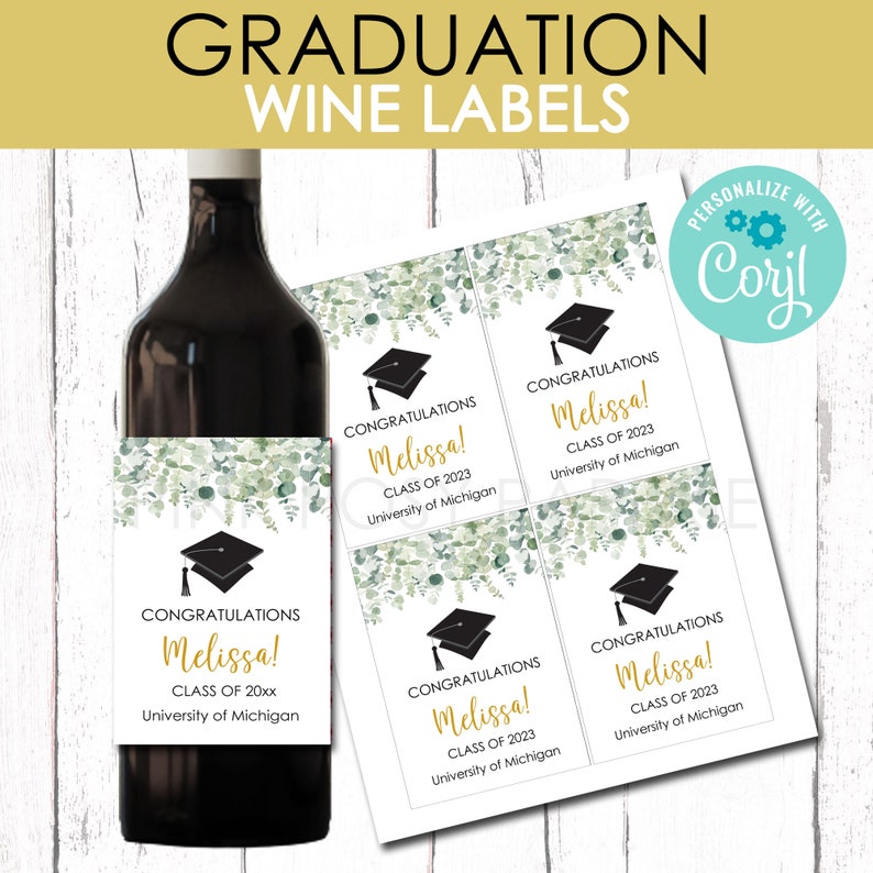 Graduation Wine Bottle Labels Graduation Wine Template - Etsy