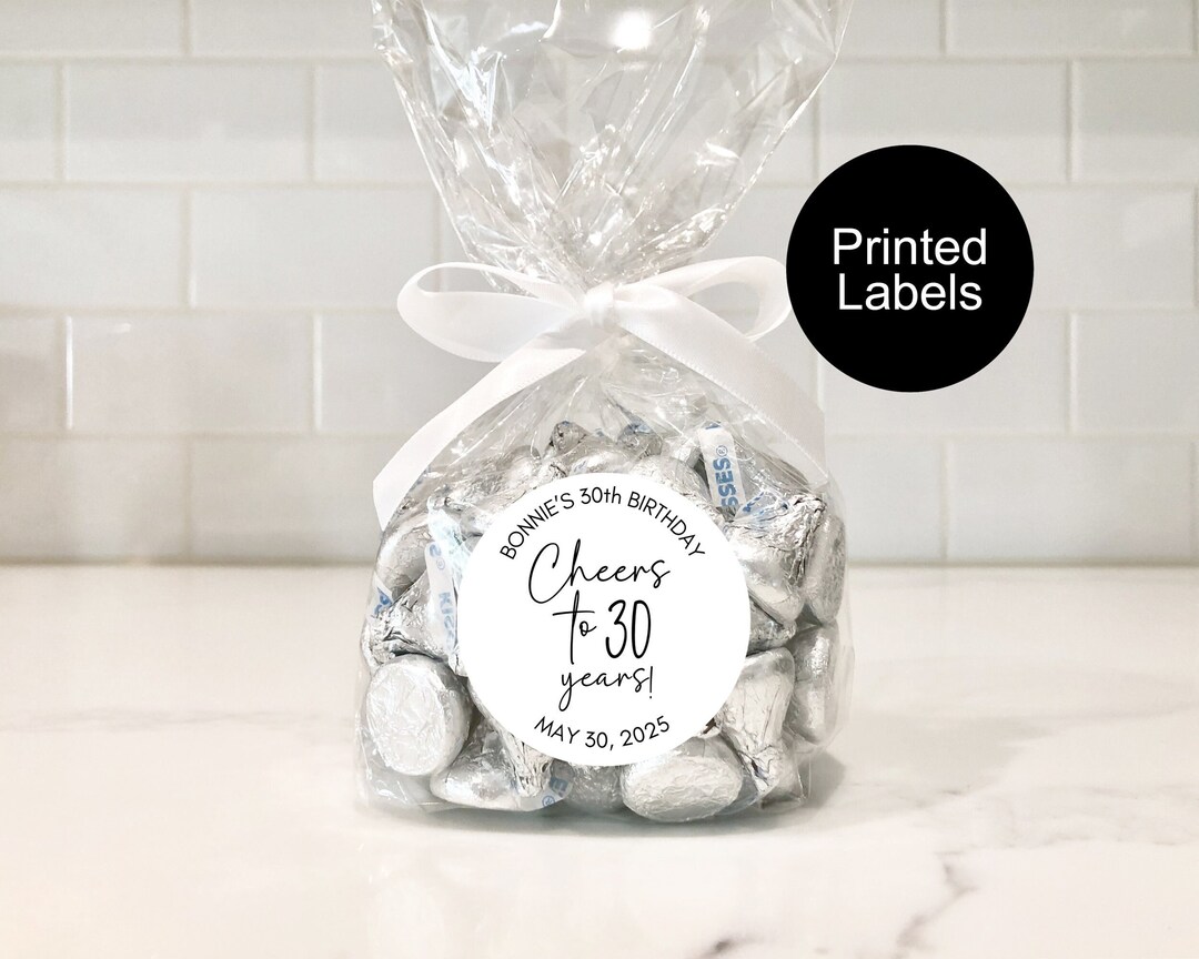 Cheers to 30 Years, Birthday Favor Stickers, 30th Birthday Party Labels ...
