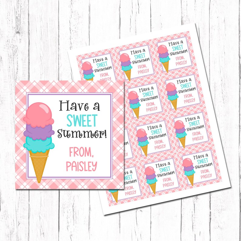Editable Ice Cream Tags, End of School Year Tags, Classmate Gift Tags ...