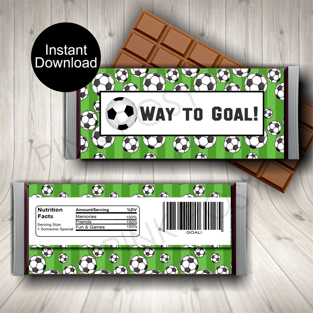 Soccer Candy Bar Wrappers, Soccer Birthday Party Favors, Printable ...