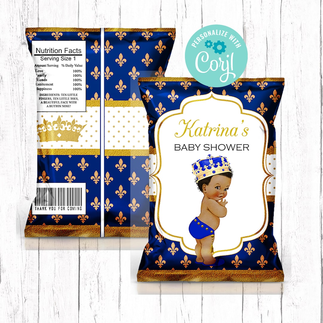 Prince Chip Bag, Baby Shower Chip Bag, Prince Baby Boy Shower, Editable ...