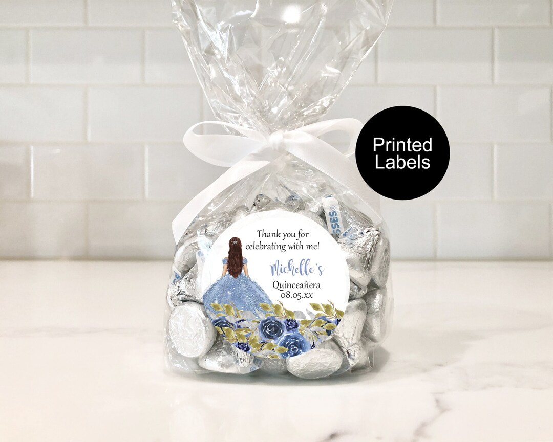 Dusty Blue Quinceanera Favor Labels, Quinceanera Party Decor, Mis ...