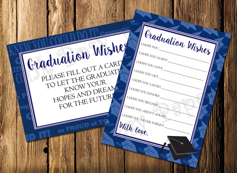 Navy Blue Graduation Wishes Graduation Wishes Cards Advice - Etsy