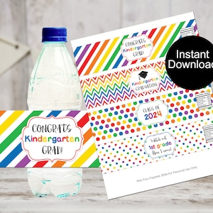 Graduation Water Bottle Labels, Kindergarten Graduation, Class of 2024 ...