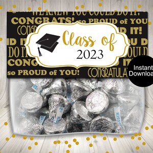 Graduation Treat Bag Toppers Black Gold Chocolate Treat Bag - Etsy