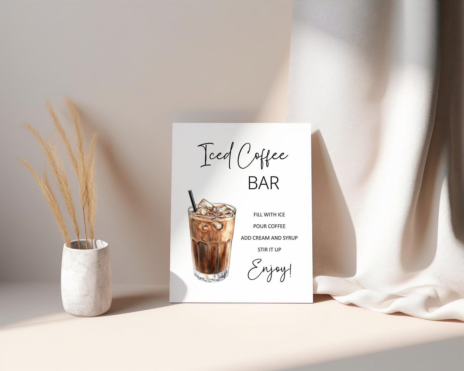 Iced Coffee Bar, Bridal Shower Sign, Beverage Station, Caffeinated ...