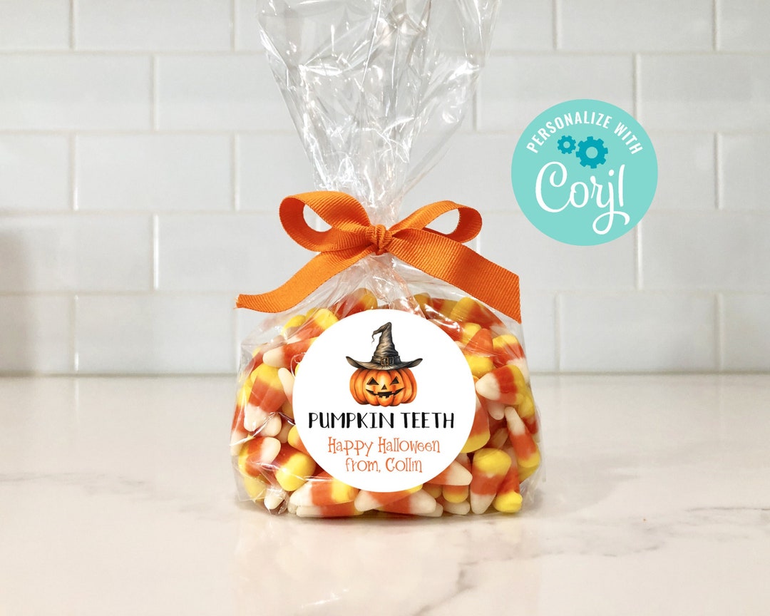 Halloween Labels, Pumpkin Teeth, Favors for Guests, Halloween Tags ...