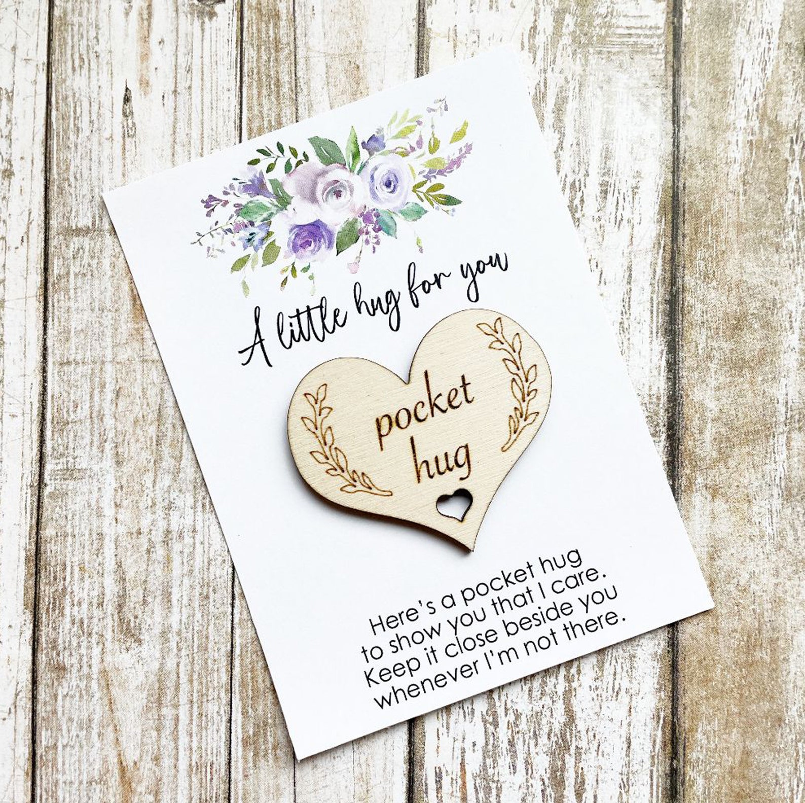 Pocket Hug Token Pocket Hug Heart Thinking of You Gift Wood | Etsy