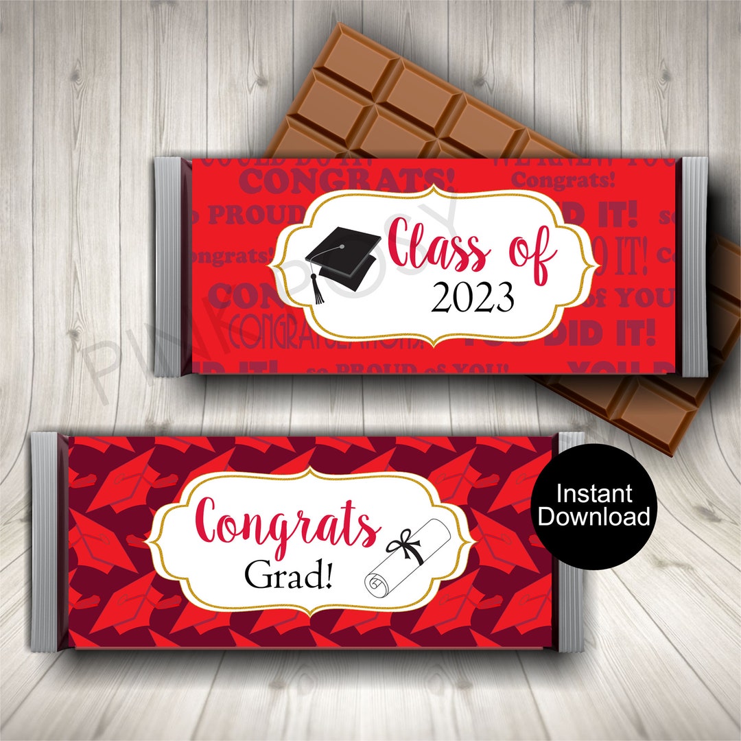 Graduation Candy Bar Wrapper Red Chocolate Wrappers Class of - Etsy