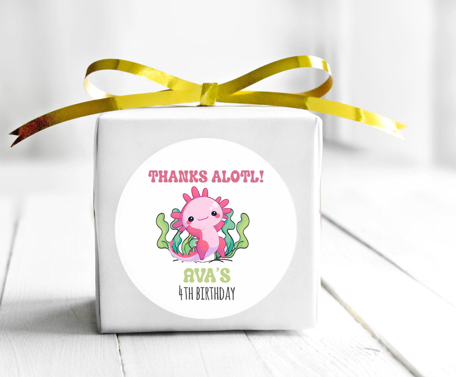 Axolotl Birthday Labels, Girl Birthday Party, Axolotl Stickers ...