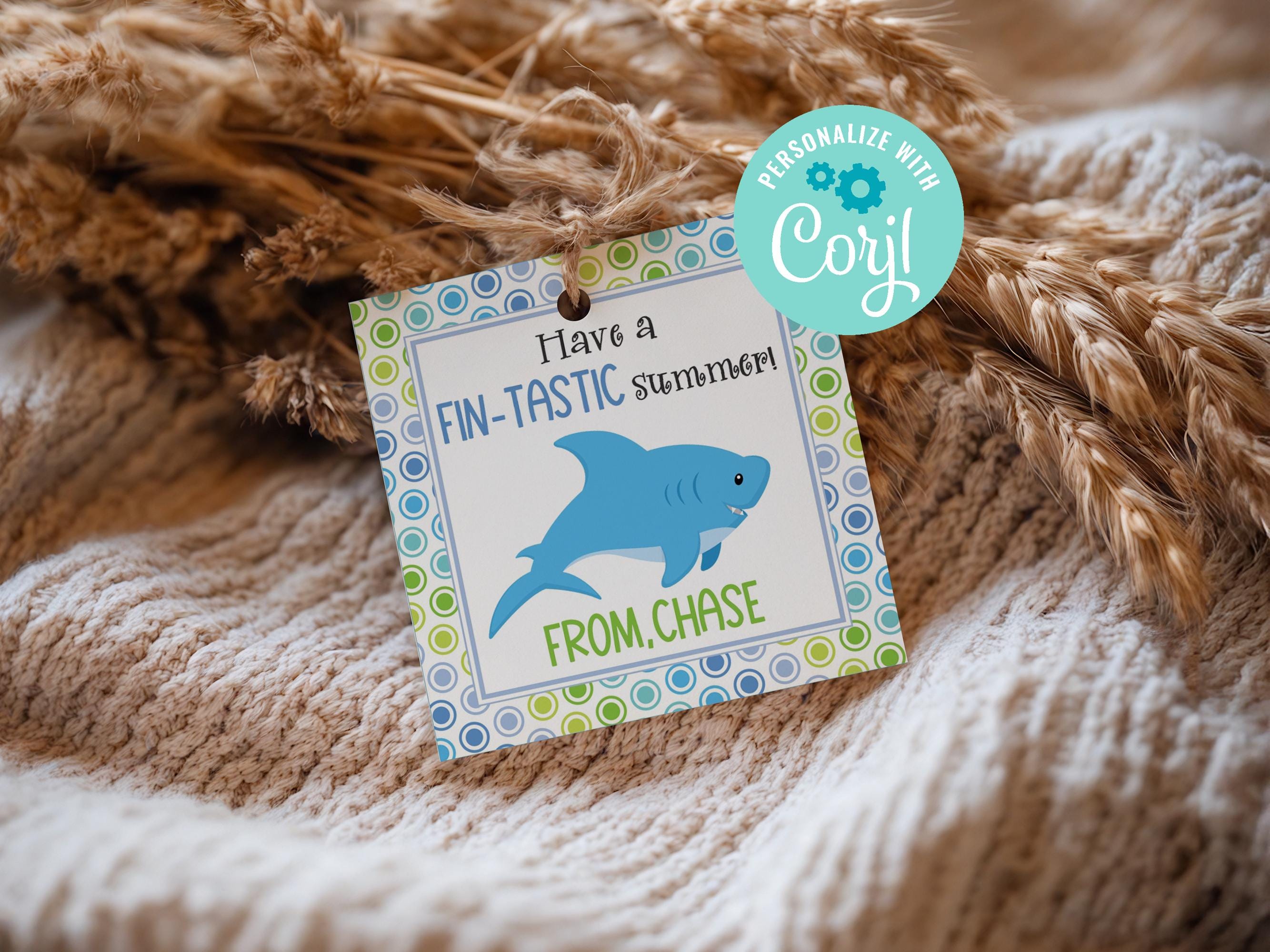 End of School Year Tags, Editable Shark Tags, Classmate Gift Tags ...