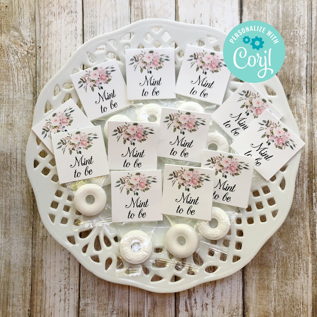 Editable Wedding Mint Favors, Mint to Be, Custom Mints, Pink Roses ...