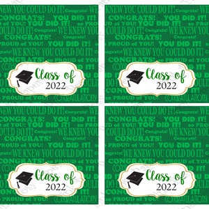 Graduation Treat Bag Toppers Green Gold Chocolate Treat Bag - Etsy