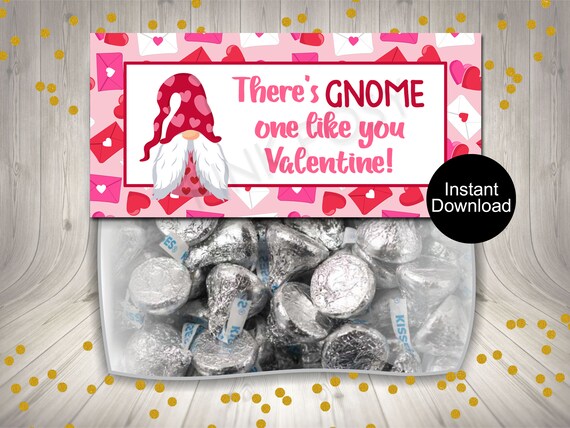 Valentine Treat Bag Toppers Gnome Treat Bag Favors Gnome Bag | Etsy