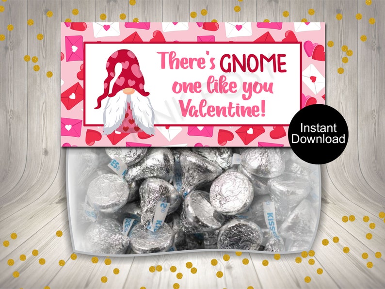 Valentine Treat Bag Toppers Gnome Treat Bag Favors Gnome Bag - Etsy
