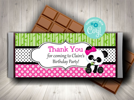 Editable Panda Candy Bar Wrapper Panda Girl Birthday Candy - Etsy