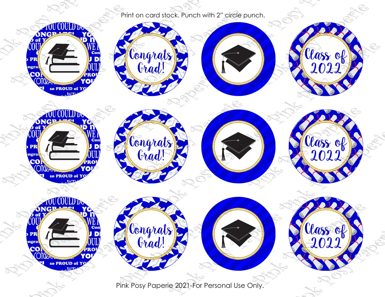 Royal Blue Graduation Cupcake Toppers Blue Graduation Decor - Etsy