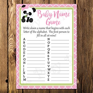 Printable Panda Bear Girl Shower Baby Game Bundle Instant - Etsy