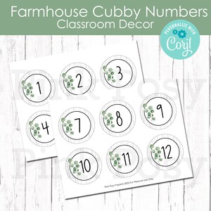 Editable Cubby Numbers Farmhouse Classroom Labels Class - Etsy