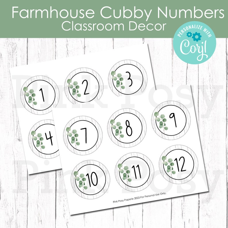 Editable Cubby Numbers Farmhouse Classroom Labels Class - Etsy