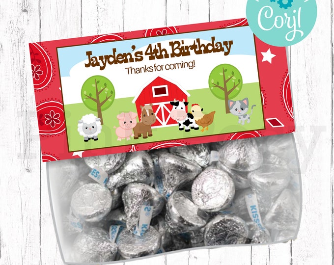 Editable Farm Animal Bag Toppers, Farm Birthday Favors, Barnyard ...