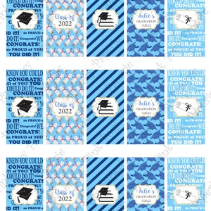 Editable Graduation Mini Candy Bar Wrappers, Light Blue Chocolate ...