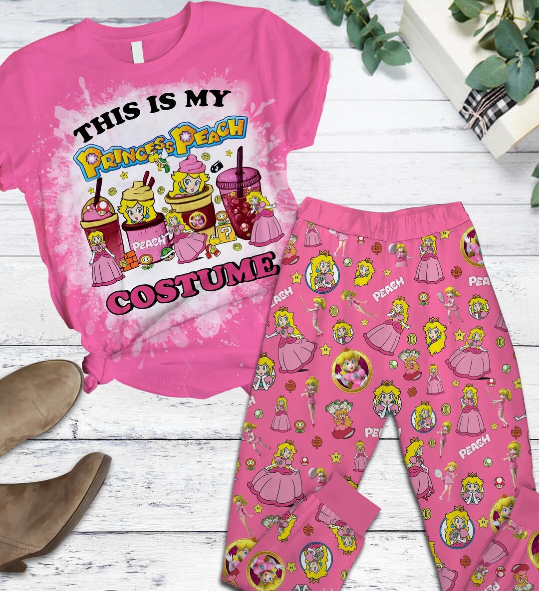 Princess Peach Pajamas Set, Princess Peach Shirt, Princess Peach ...