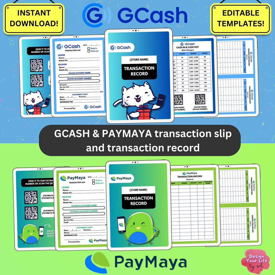 GCASH & PAYMAYA Transaction Slip and Transaction Record - Etsy