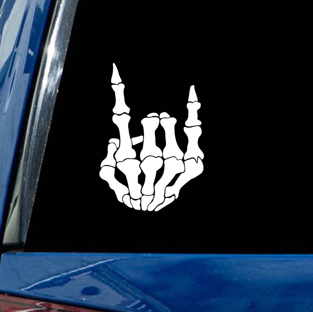 Skeleton Hand ROCK ON Decal Vinyl Sticker Heavy Metal Rock Car Devil ...