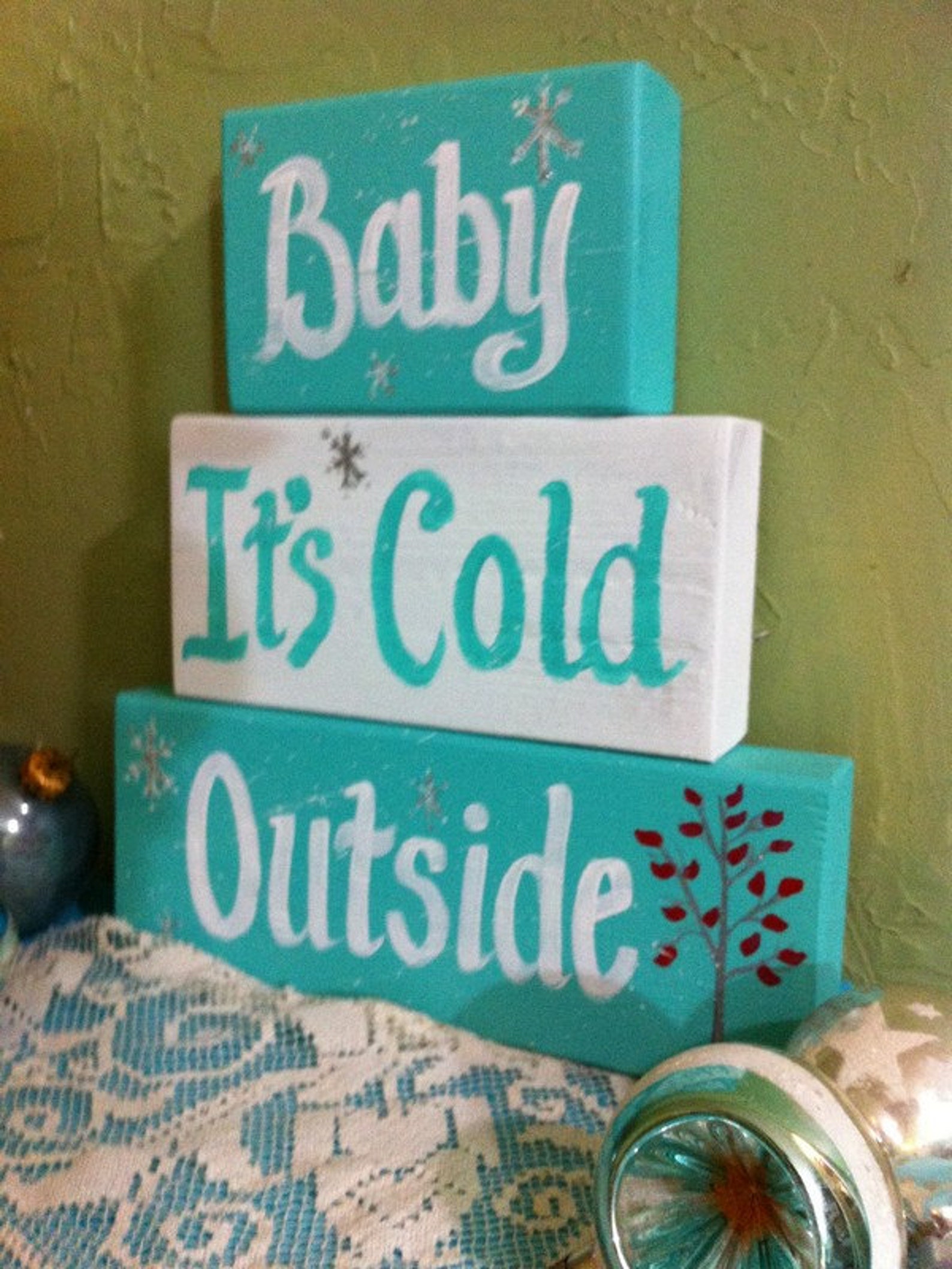 Baby Its Cold Outside Sign Stacking Wood Blocks Shower Nursery ...