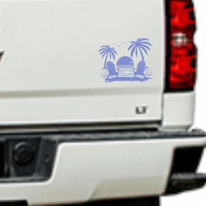 Adirondack Chair Sunset Palm Trees Decal Vinyl Beach Theme Sticker ...