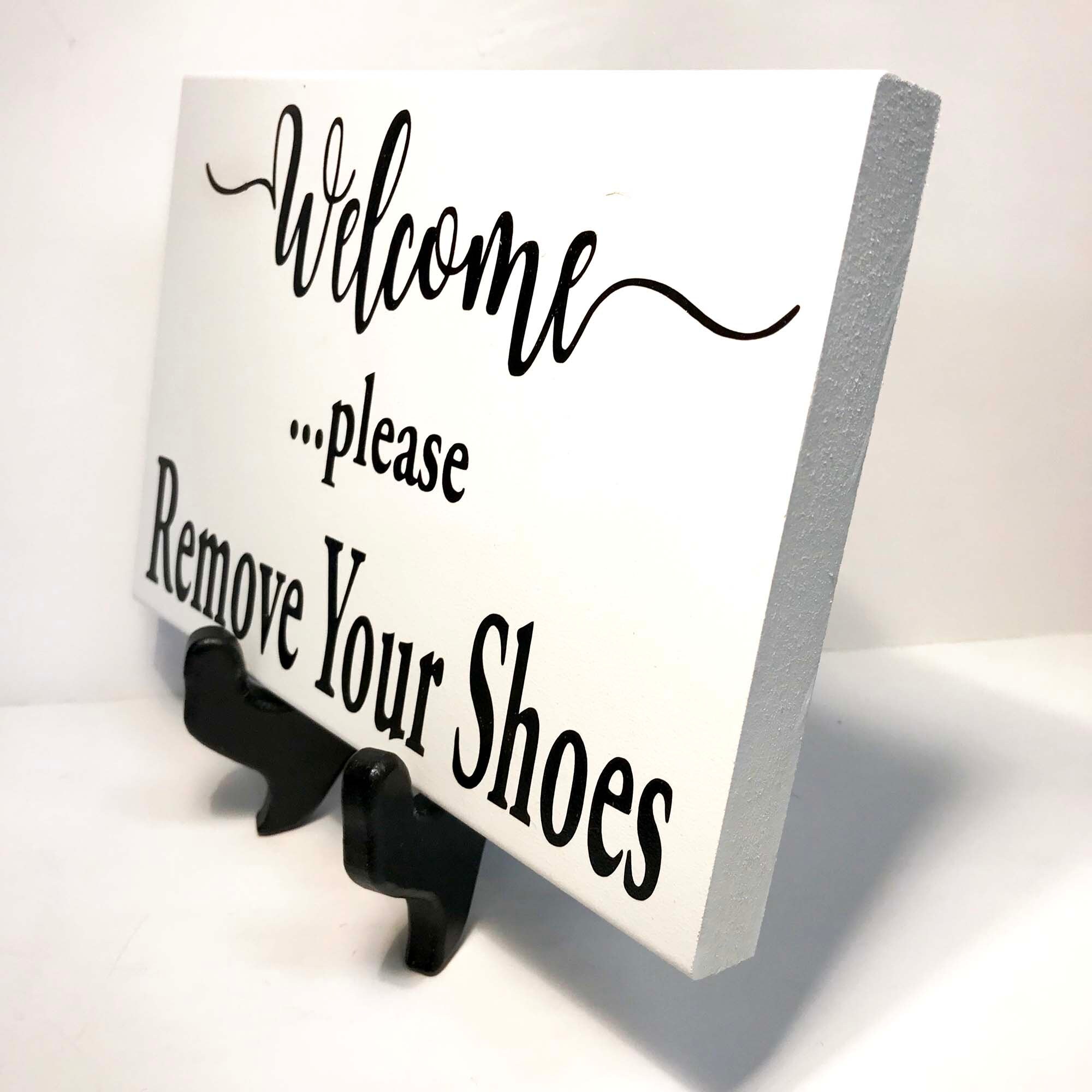 WELCOME Please Remove Your Shoes Sign Wood Porch Foyer Decor Door ...