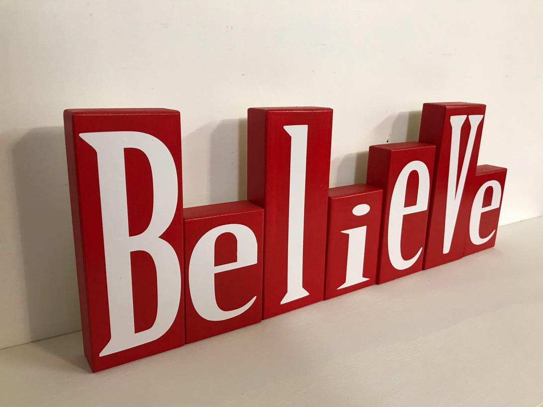 Believe Sign Wood Blocks Christmas Set of 7 Mantle Winter Home Decor - Etsy
