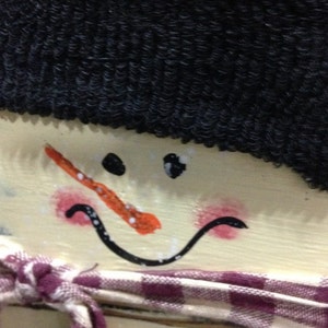 Snowman Stacking Wood Blocks Rusty Snowflake Buttons Winter Christmas ...