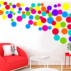Rainbow Polka Dot Decal SET of 72 for Wall 8 Bright Colors 5 Sizes Dots ...