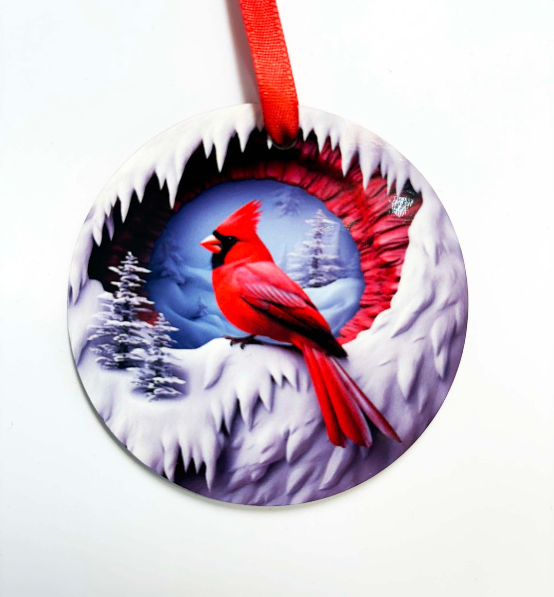 Red Cardinal Ornament 3D Effect Redbird Christmas Tree Keepsake Decor ...