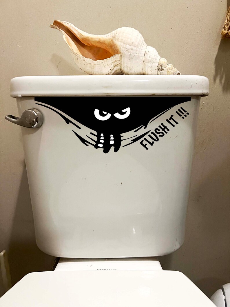 Flush It Monster Decal Funny Toilet Sign Bathroom Commode - Etsy