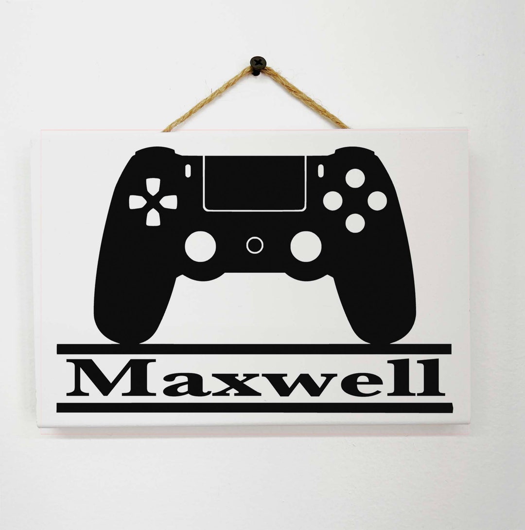Gamer Name Sign Personalized Wood Game Room Door Hanger Kids Video