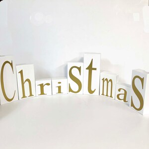 Merry Christmas Sign Wood Blocks Set of 14 Holiday Mantle Table Decor ...