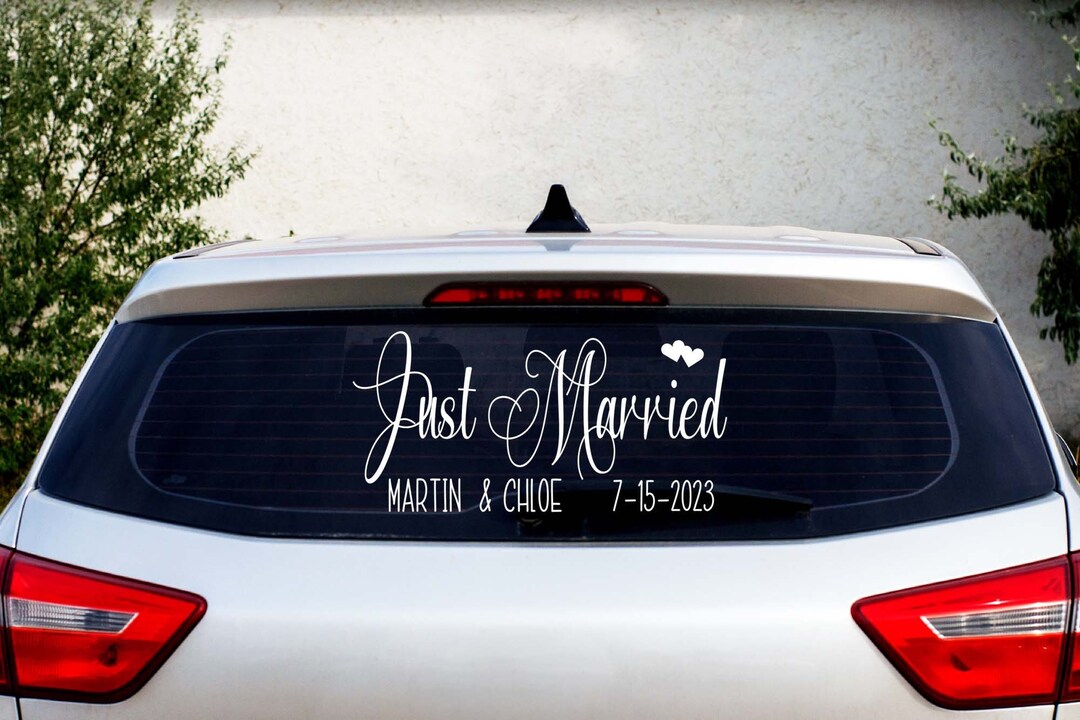 Just Married Decal Name Date Personalized Car Back Window - Etsy